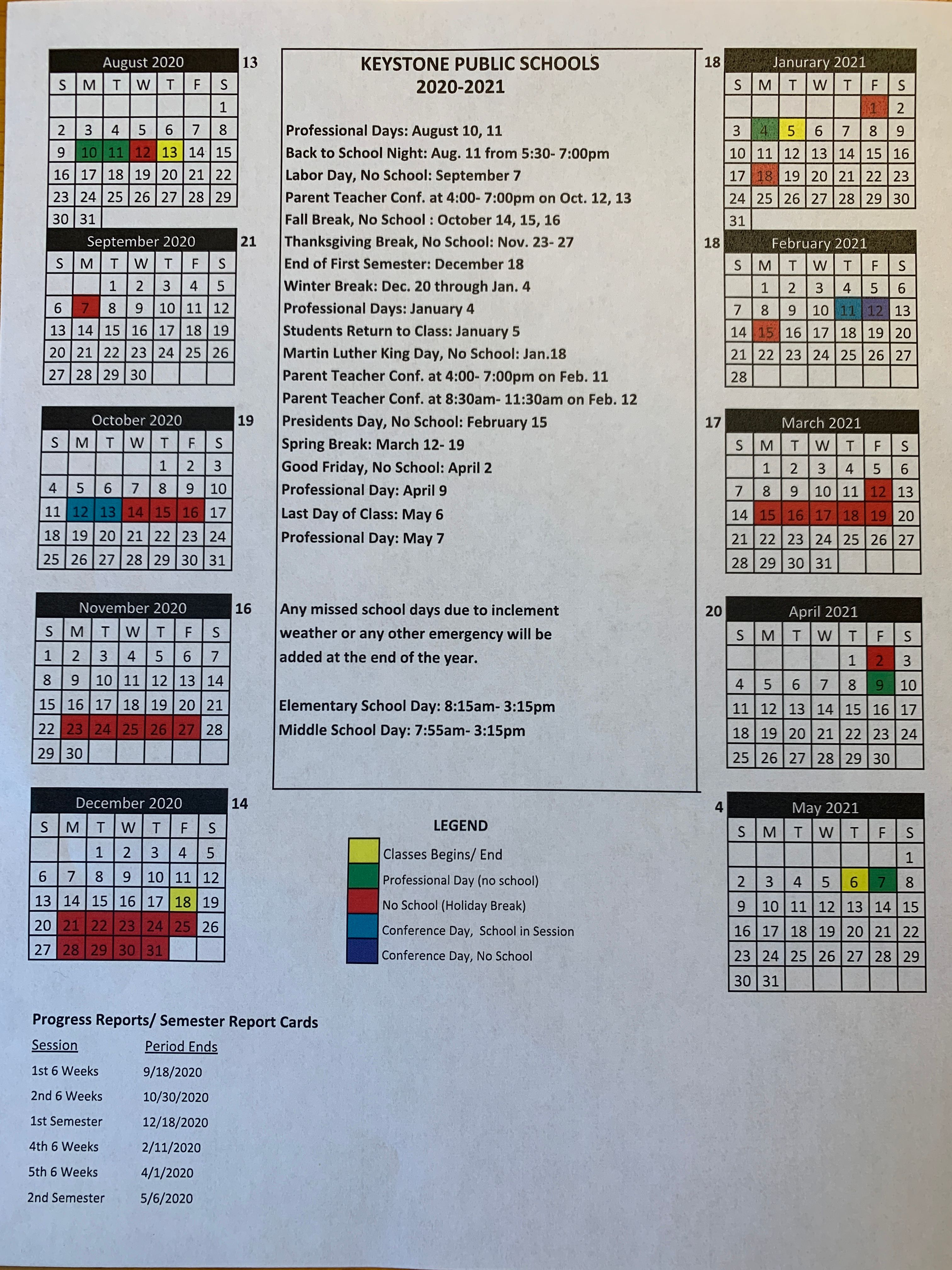 Keystone Public Schools Holiday Calendar 2023-2024 - District School Calendar